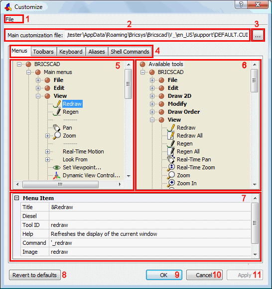 Understanding the Customize Dialog